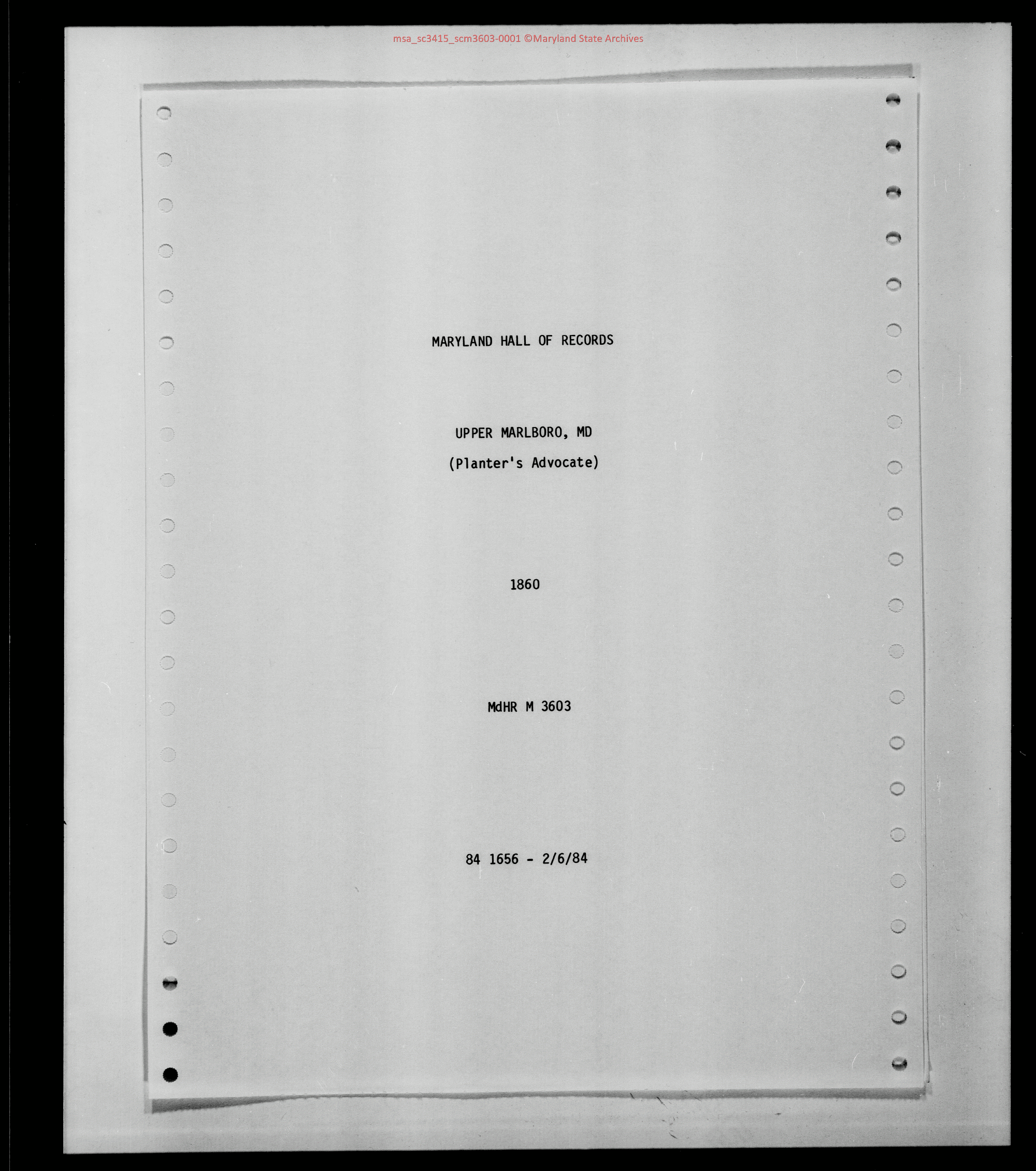 Maryland State Archives Planter's Advocate Collection MSA SC 3415 , msa ...
