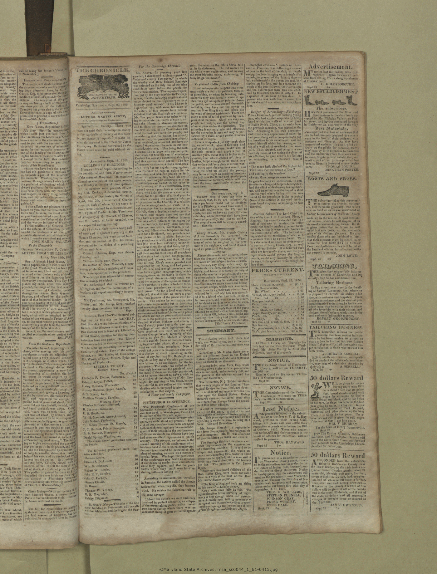 Maryland State Archives Dorchester County Historical Society Newspaper Collection MSA SC 6044 ...